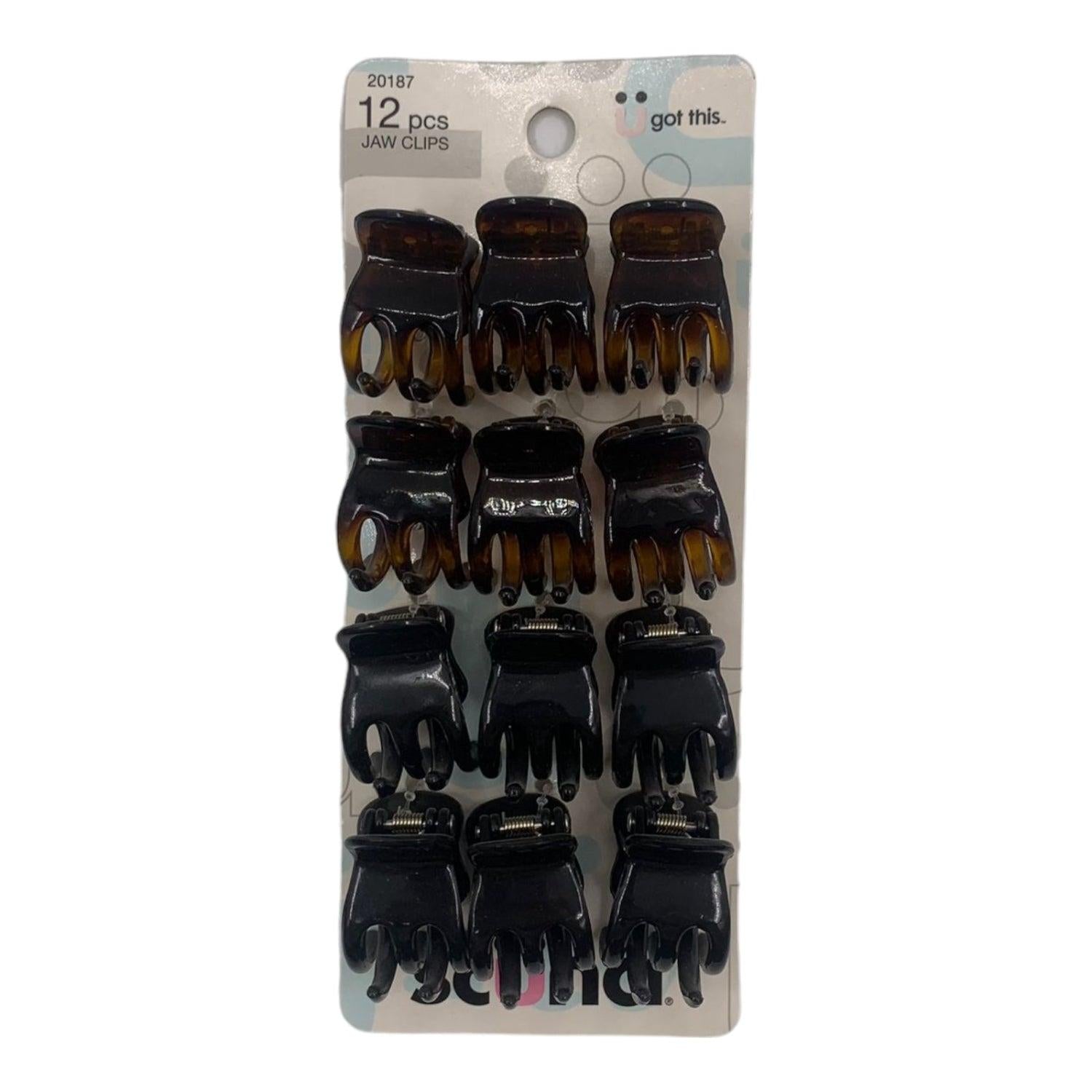 Set clip agarre chico cafe y negro , 12 Pza Scunci – BIX